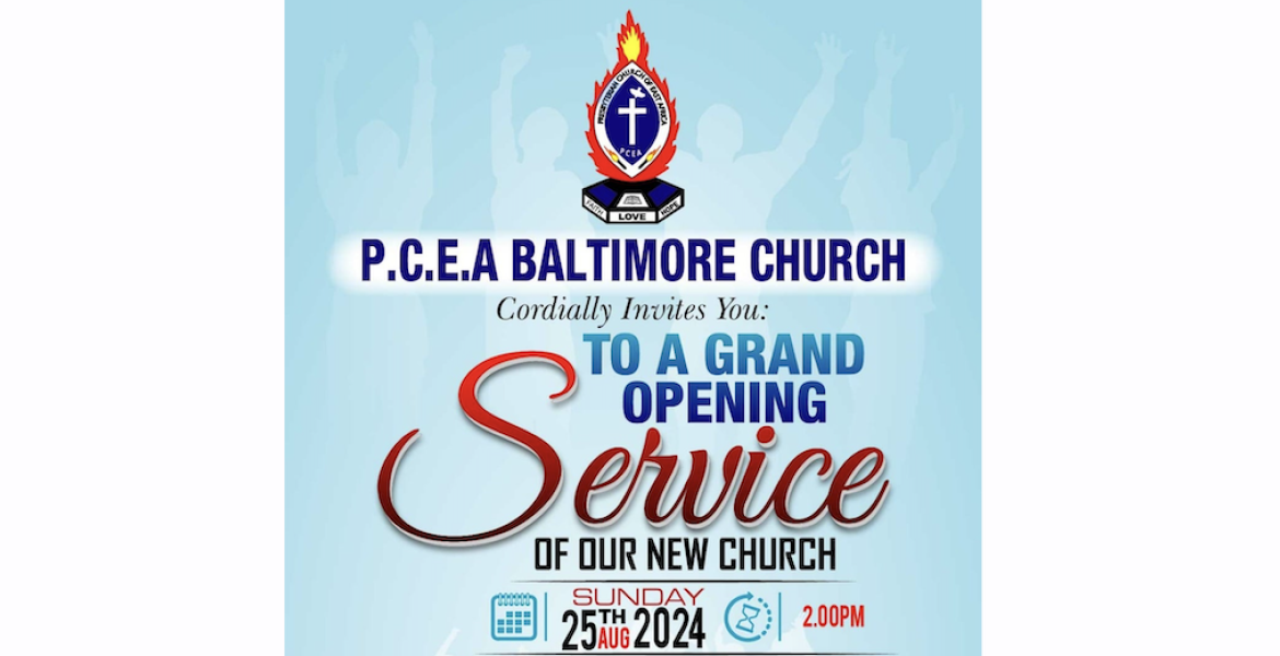 PCEA Baltimore Church Grand Opening Service: Sunday, August 25, 2024 ...